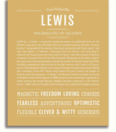 Lewis Personalized Name Meaning Art Prints – Name Stories