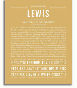 Lewis Personalized Name Meaning Art Prints – Name Stories