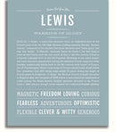 Lewis Personalized Name Meaning Art Prints – Name Stories