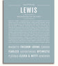 Lewis Personalized Name Meaning Art Prints – Name Stories