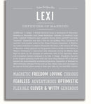 Lexi Personalized Name Meaning Art Prints – Name Stories