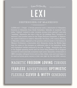 Lexi Personalized Name Meaning Art Prints – Name Stories