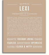 Lexi Personalized Name Meaning Art Prints – Name Stories