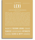 Lexi Personalized Name Meaning Art Prints – Name Stories