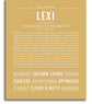 Lexi Personalized Name Meaning Art Prints – Name Stories