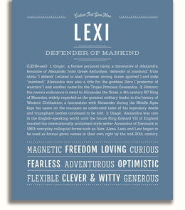 Lexi Personalized Name Meaning Art Prints – Name Stories
