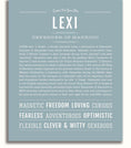 Lexi Personalized Name Meaning Art Prints – Name Stories