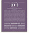 Lexie Personalized Name Meaning Art Prints – Name Stories
