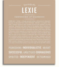 Lexie Personalized Name Meaning Art Prints – Name Stories