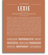 Lexie Personalized Name Meaning Art Prints – Name Stories