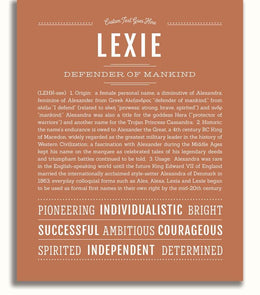 Lexie Personalized Name Meaning Art Prints – Name Stories