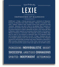 Lexie Personalized Name Meaning Art Prints – Name Stories