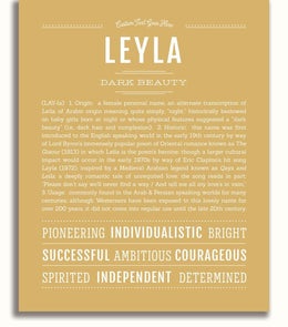 Leyla Personalized Name Meaning Art Prints – Name Stories