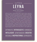 Leyna Personalized Name Meaning Art Prints – Name Stories