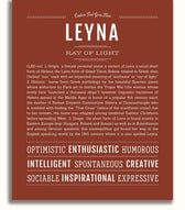 Leyna Personalized Name Meaning Art Prints – Name Stories
