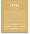 Leyna Personalized Name Meaning Art Prints – Name Stories