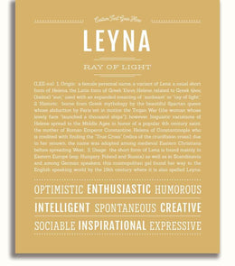 Leyna Personalized Name Meaning Art Prints – Name Stories