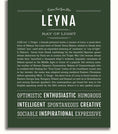 Leyna Personalized Name Meaning Art Prints – Name Stories