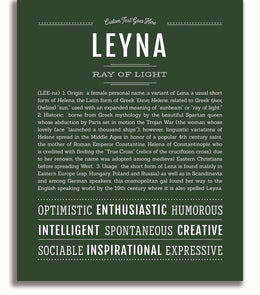 Leyna Personalized Name Meaning Art Prints – Name Stories