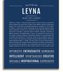 Leyna Personalized Name Meaning Art Prints – Name Stories