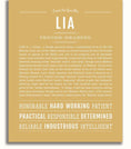 Lia Personalized Name Meaning Art Prints – Name Stories