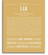 Lia Personalized Name Meaning Art Prints – Name Stories