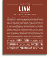 Liam Personalized Name Meaning Art Prints – Name Stories