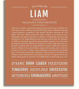 Liam Personalized Name Meaning Art Prints – Name Stories