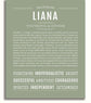 Liana Personalized Name Meaning Art Prints – Name Stories