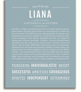 Liana Personalized Name Meaning Art Prints – Name Stories