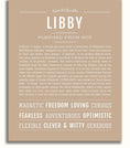 Libby Personalized Name Meaning Art Prints – Name Stories