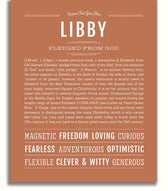 Libby Personalized Name Meaning Art Prints – Name Stories