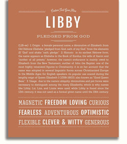 Libby Personalized Name Meaning Art Prints – Name Stories