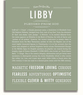 Libby Personalized Name Meaning Art Prints – Name Stories