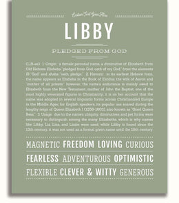 Libby Personalized Name Meaning Art Prints – Name Stories