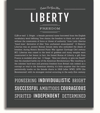 Liberty Personalized Name Meaning Art Prints – Name Stories