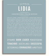 Lidia Personalized Name Meaning Art Prints – Name Stories