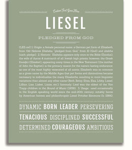 Liesel Personalized Name Meaning Art Prints – Name Stories