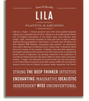 Lila Personalized Name Meaning Art Prints – Name Stories
