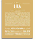 Lila Personalized Name Meaning Art Prints – Name Stories