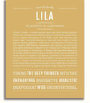 Lila Personalized Name Meaning Art Prints – Name Stories