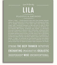 Lila Personalized Name Meaning Art Prints – Name Stories