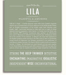 Lila Personalized Name Meaning Art Prints – Name Stories