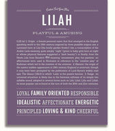Lilah | Name Art Print – Name Stories