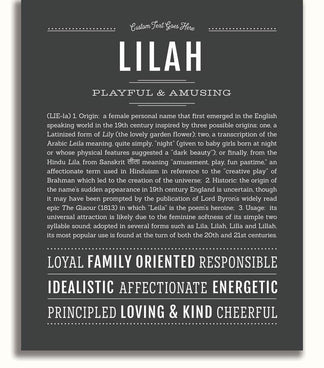 Lilah | Name Art Print – Name Stories