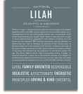 Lilah Personalized Name Meaning Art Prints – Name Stories