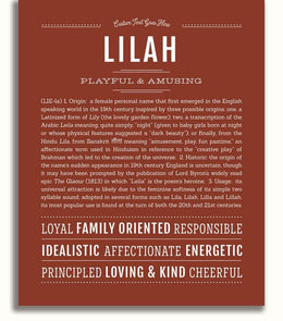 Lilah | Name Art Print – Name Stories