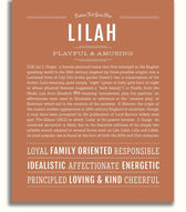 Lilah Personalized Name Meaning Art Prints – Name Stories