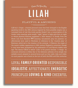 Lilah | Name Art Print – Name Stories