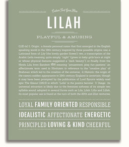 Lilah | Name Art Print – Name Stories